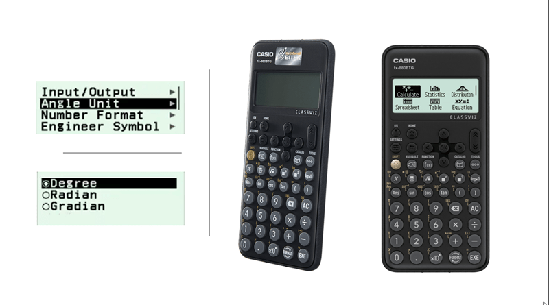 Cài đặt đơn vị góc (Độ, Rađian, Građian) cho CASIO fx 880 BTG