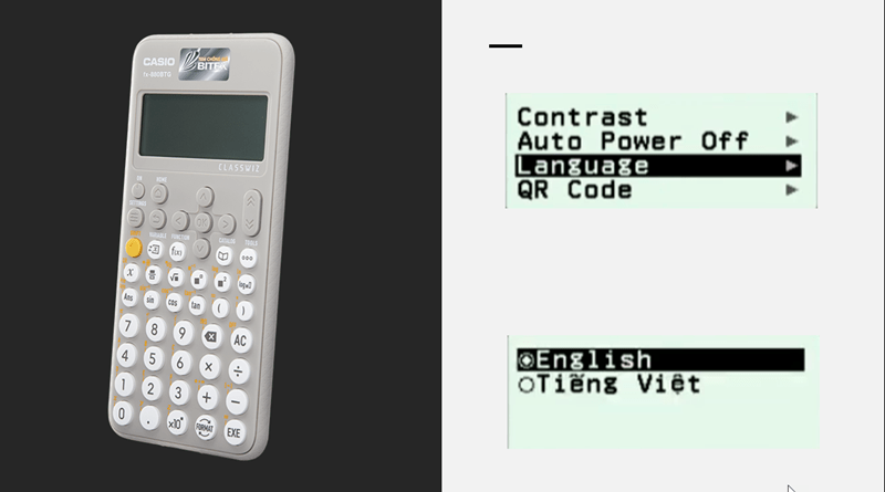 Cài đặt ngôn ngữ tiếng Việt cho CASIO fx 880 BTG